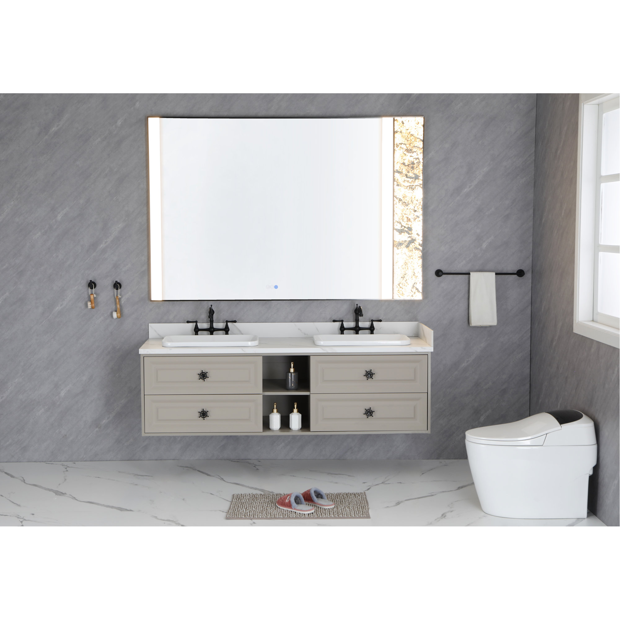 Latitude Run® Wall Hung Bathroom Vanity Cabinet Fits Double Sinks ...