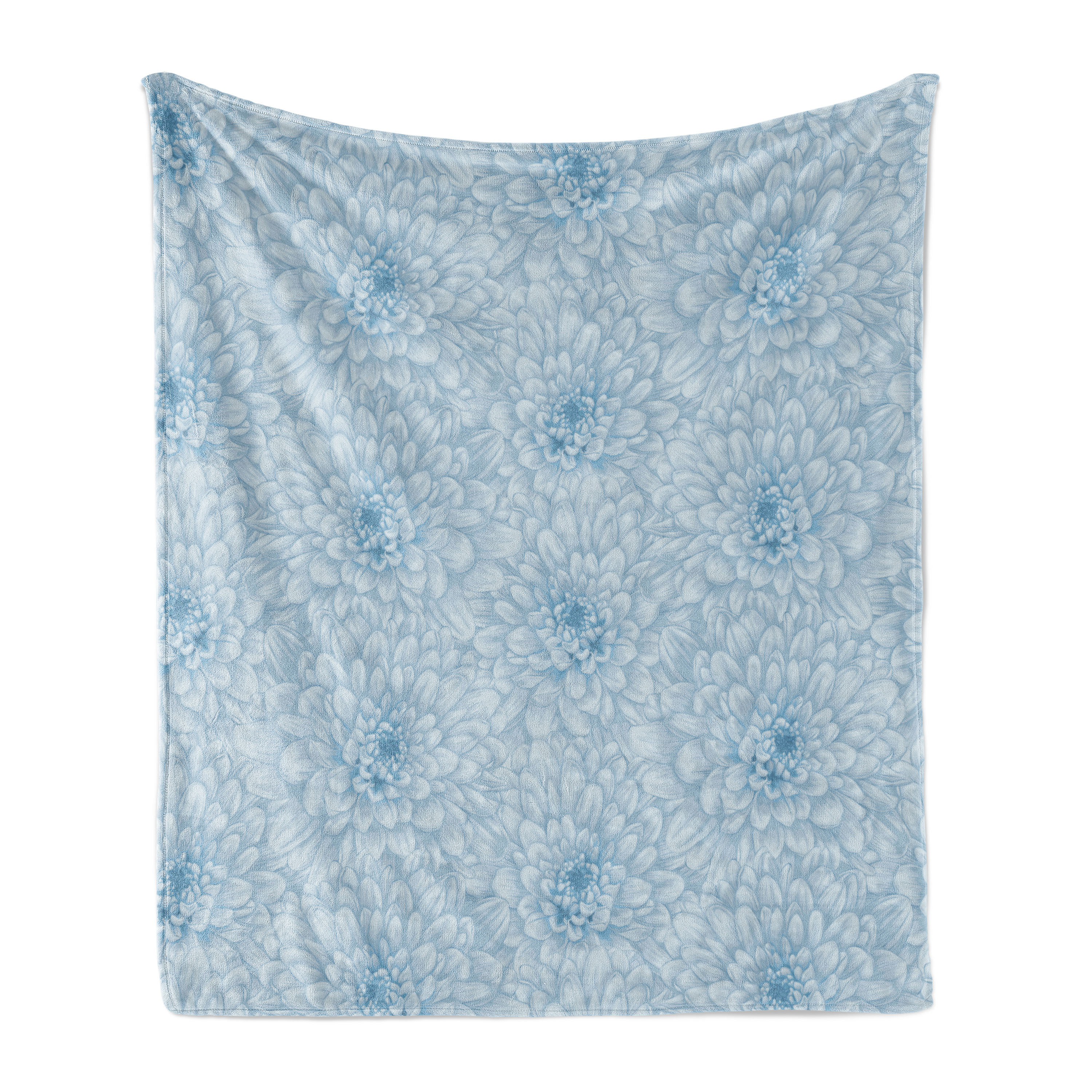 Ambesonne Blue Fleece Throw Blanket Blooming Romance Blue | Wayfair