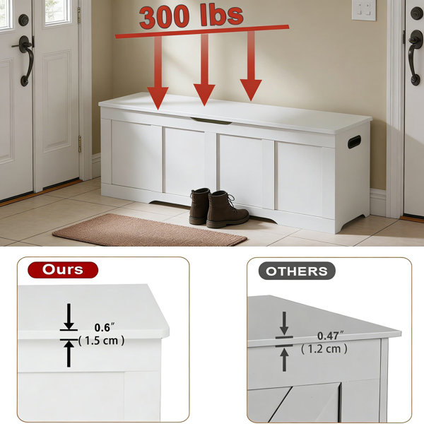 Latitude Run® Extra Large Storage Bench With Safety Hinges ...