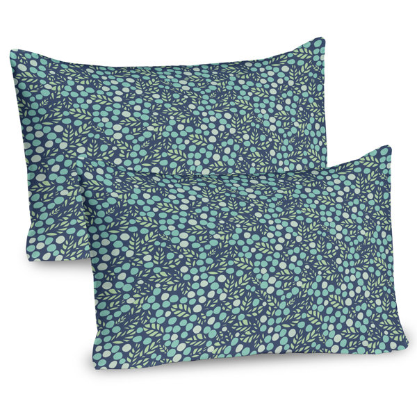 Ambesonne Floral Pillow Sham 2 Pack Round Bloom and Leaves Indigo ...