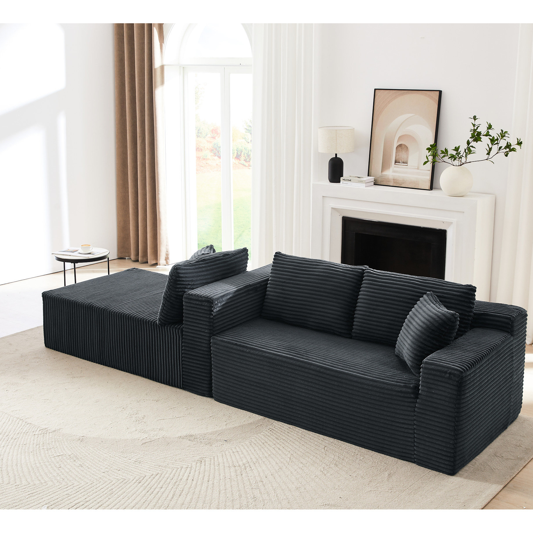 Mercer41 Corduroy, 4 L-shaped, Deep Seat, No Assembly, Modular Sleeper ...