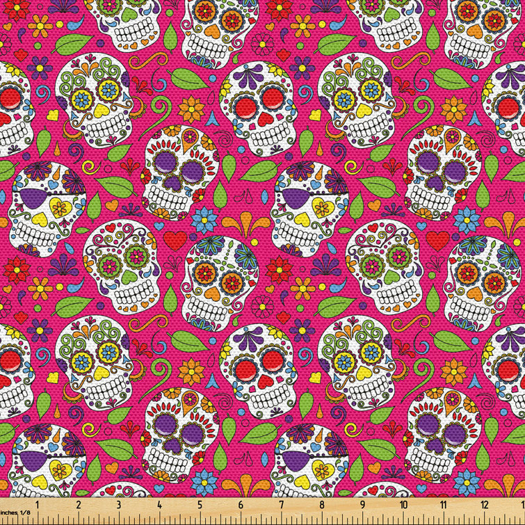 Happy Larry Geise All Saints Day Oriental Mexican Flowers Hearts Fabric ...