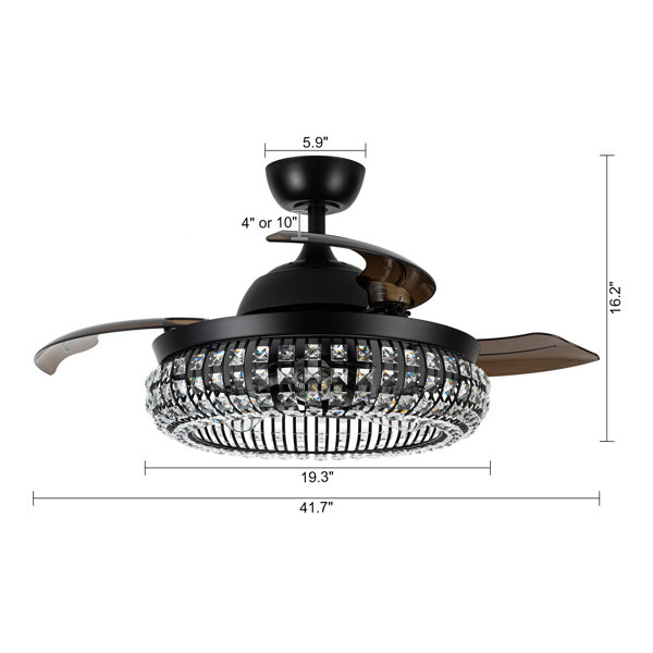 Willa Arlo Interiors Harney 42" 3 - Blade Retractable Blades Crystal ...