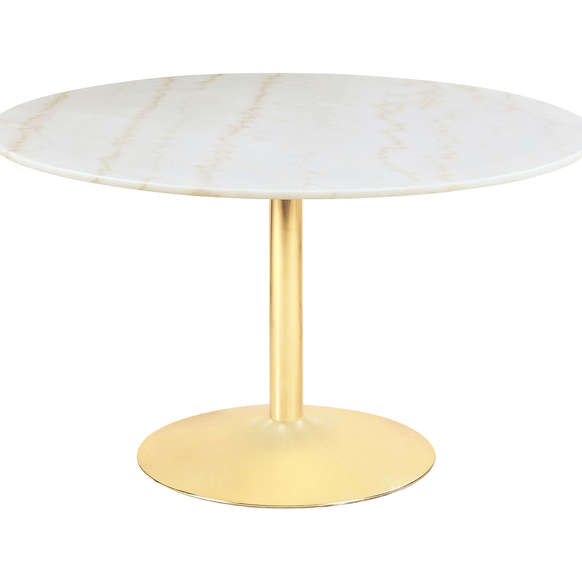Latitude Run® Brass And White Marble Dining Table For Contemporary ...