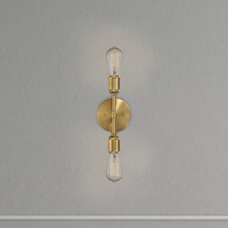 Mercer41 Reverie Double Candle Wall Lights Open Concept Satin Brass ...