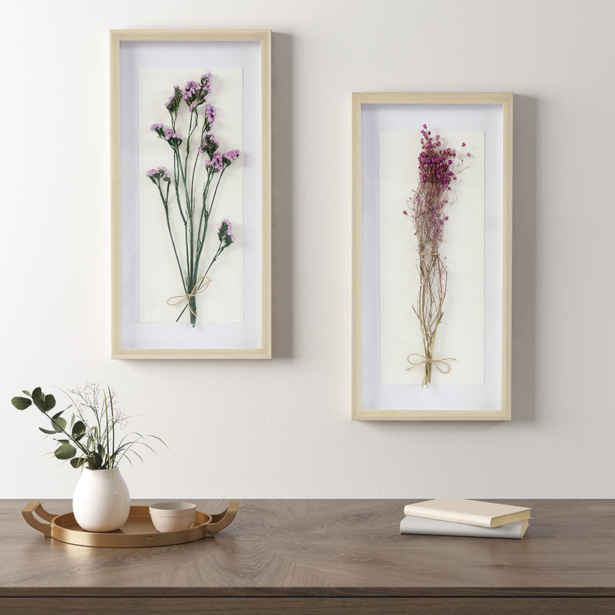 Mercer41 Dried Flower 2 Wall Decor, Real Flowers Under Glass,Natural ...