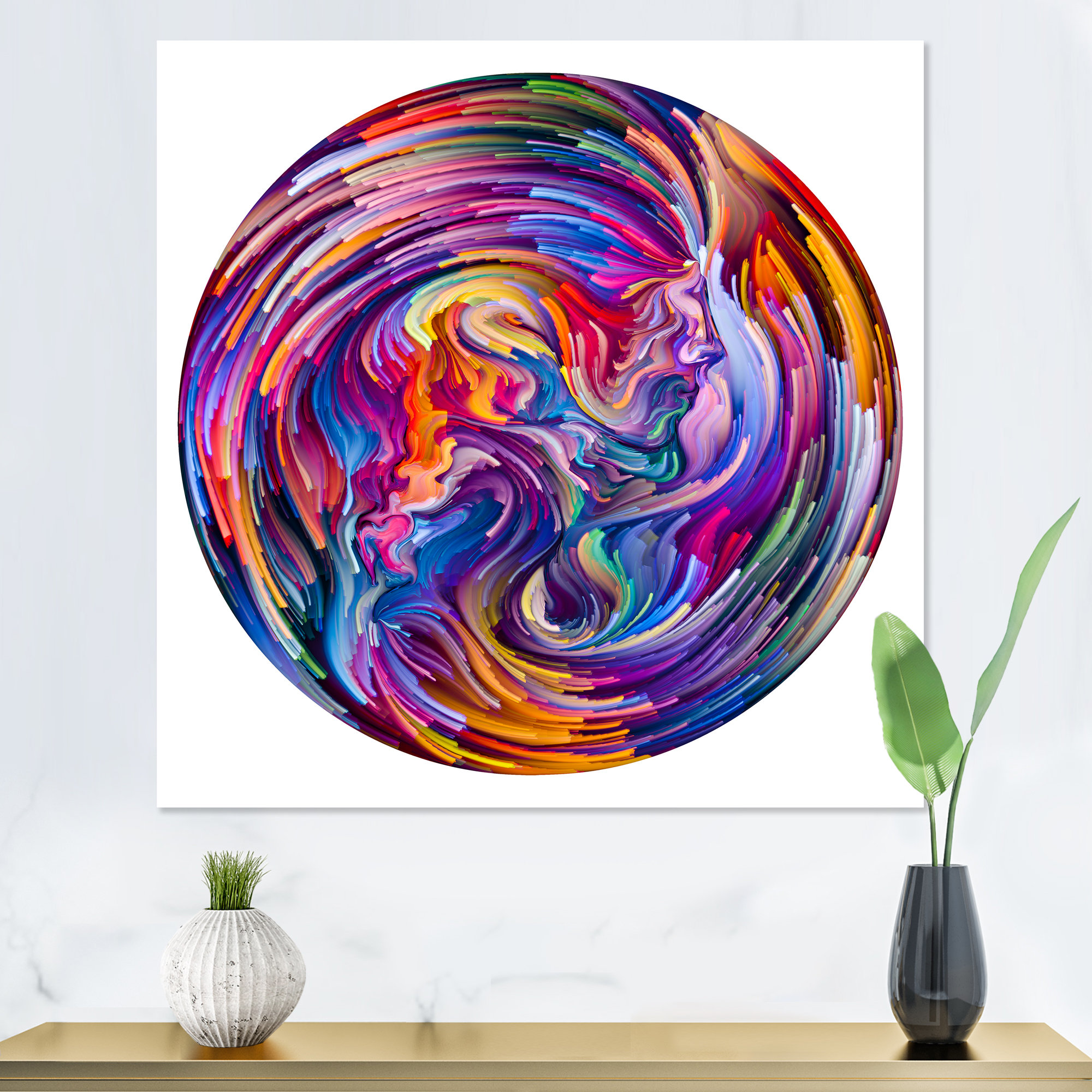 Wrought Studio™ Circle Colorful Liquid Color XVI - Modern Wall Decor ...