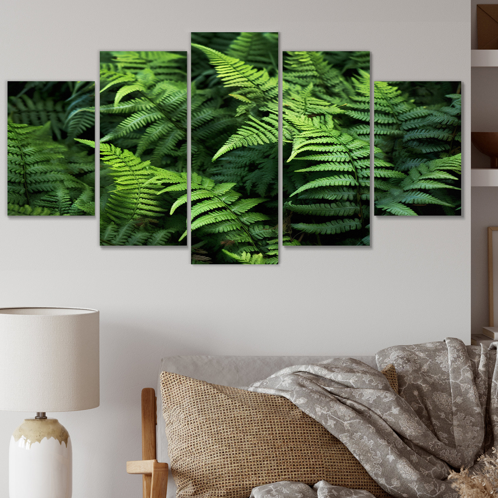 Gracie Oaks Green Fern Scenery I On Canvas 5 Pieces Print | Wayfair
