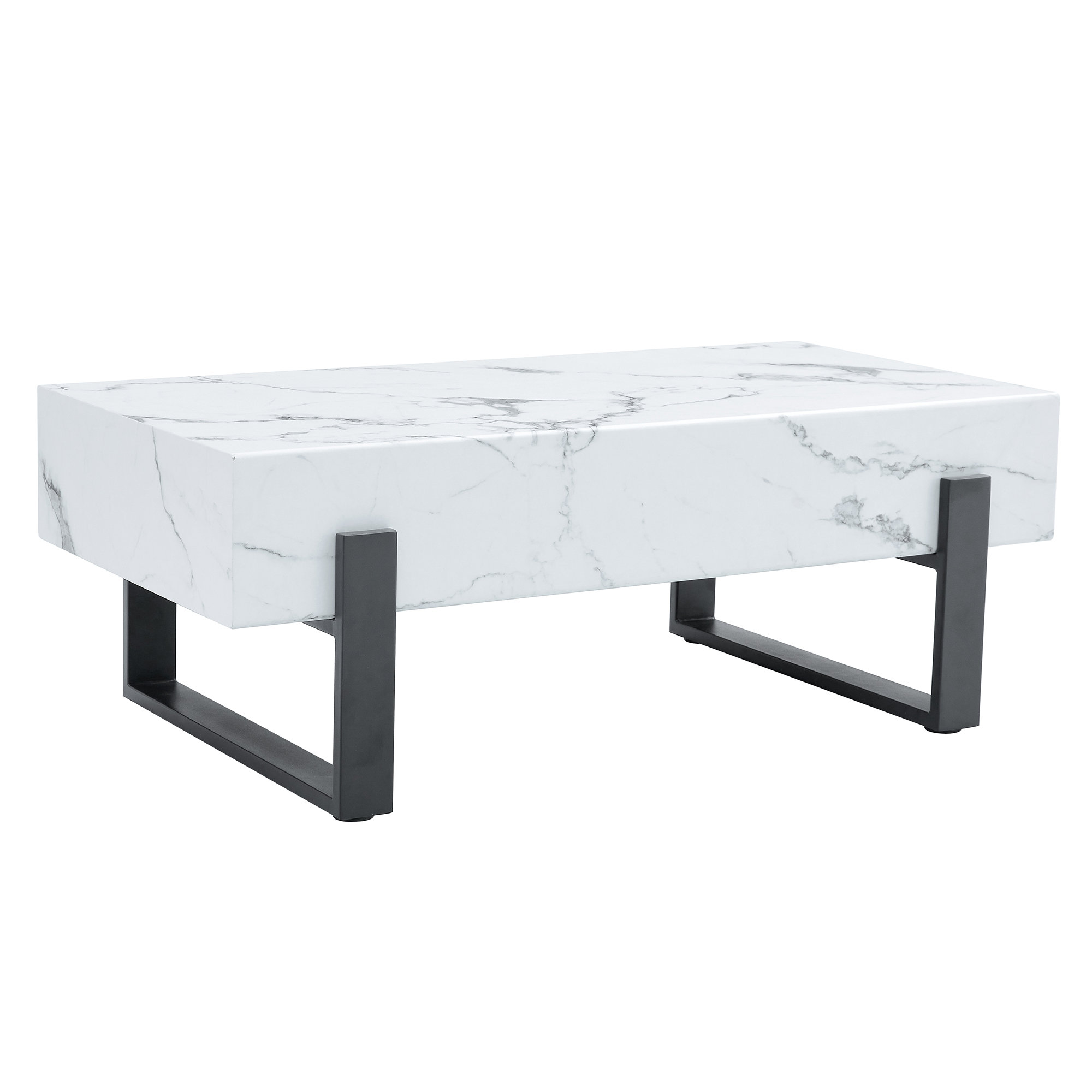 Wrought Studio™ Minimalist MDF Marble-Patterned Table | Wayfair