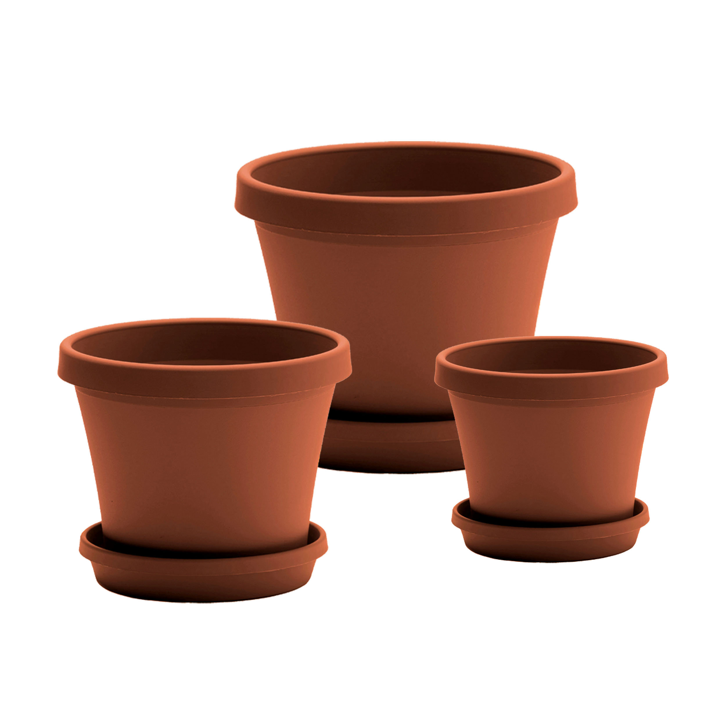 Bloem Terra Plastic Indoor/Outdoor Planter and Saucer Bundle (4-in, 6 ...