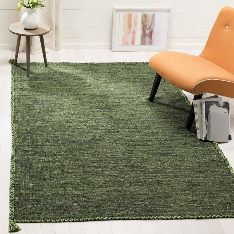 Safavieh Montauk Handmade Cotton Green/Black Rug | Wayfair