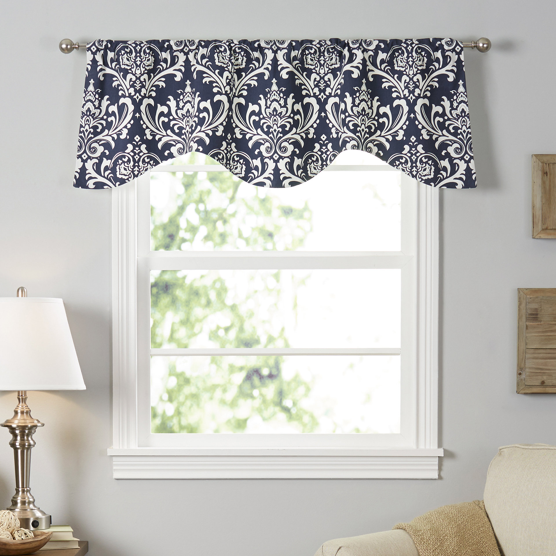 Rosdorf Park Ozbourne Damask Damore 50" Window Valance & Reviews | Wayfair