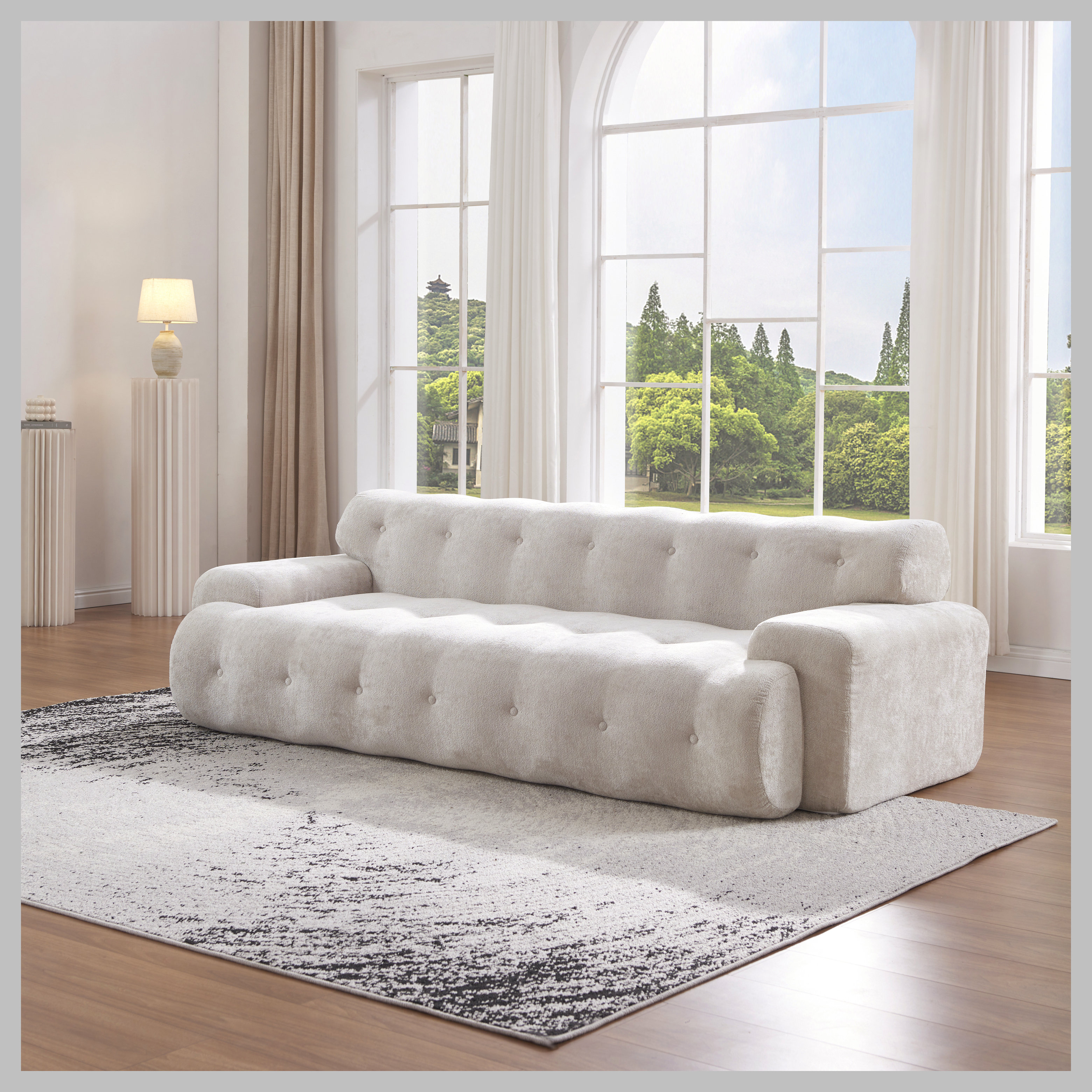 Latitude Run® 88 in. Cloud 3 Seater Chenille Sofa with Button Tufted ...