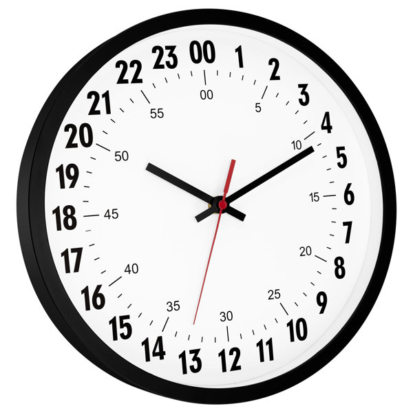 Ebern Designs Mulvane 24 Hour Wall Clock 12 Inch Quartz Battery ...