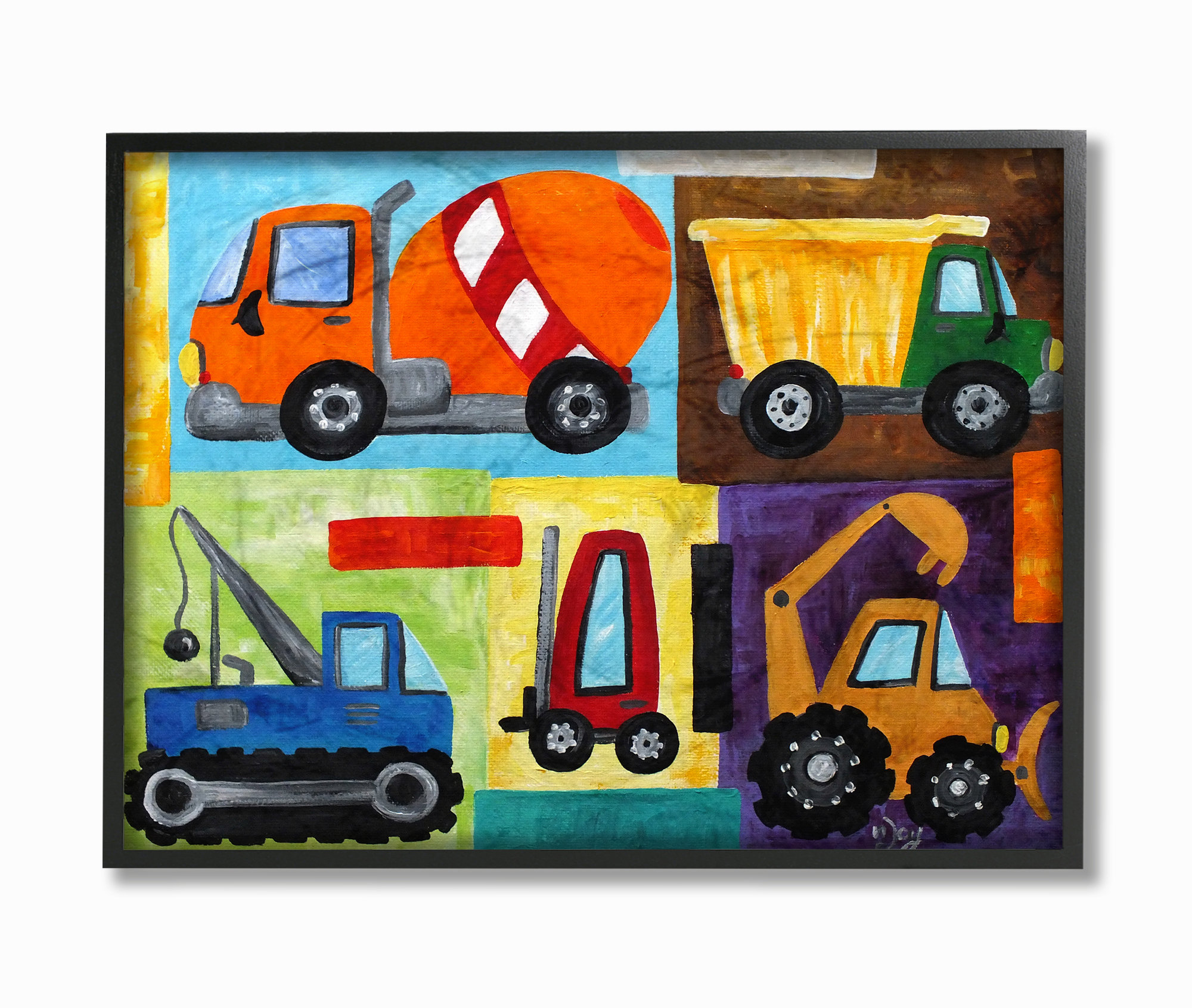 Mason & Marbles Burkett The Kids Room Construction Trucks Framed ...