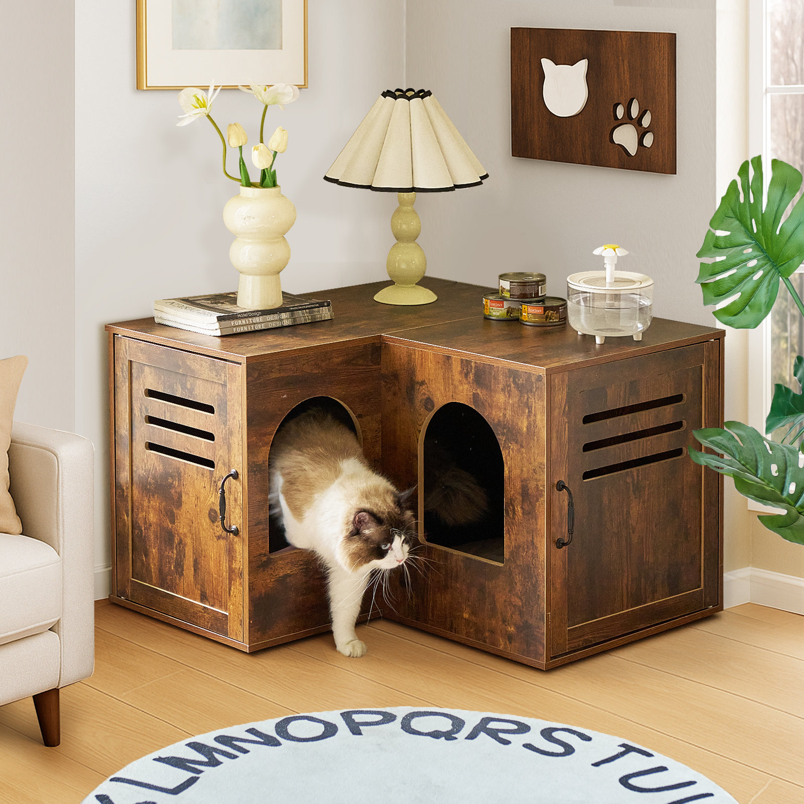 Tucker Murphy Pet™ Farmhouse Corner Cat Double Litter Box & Litter Box ...