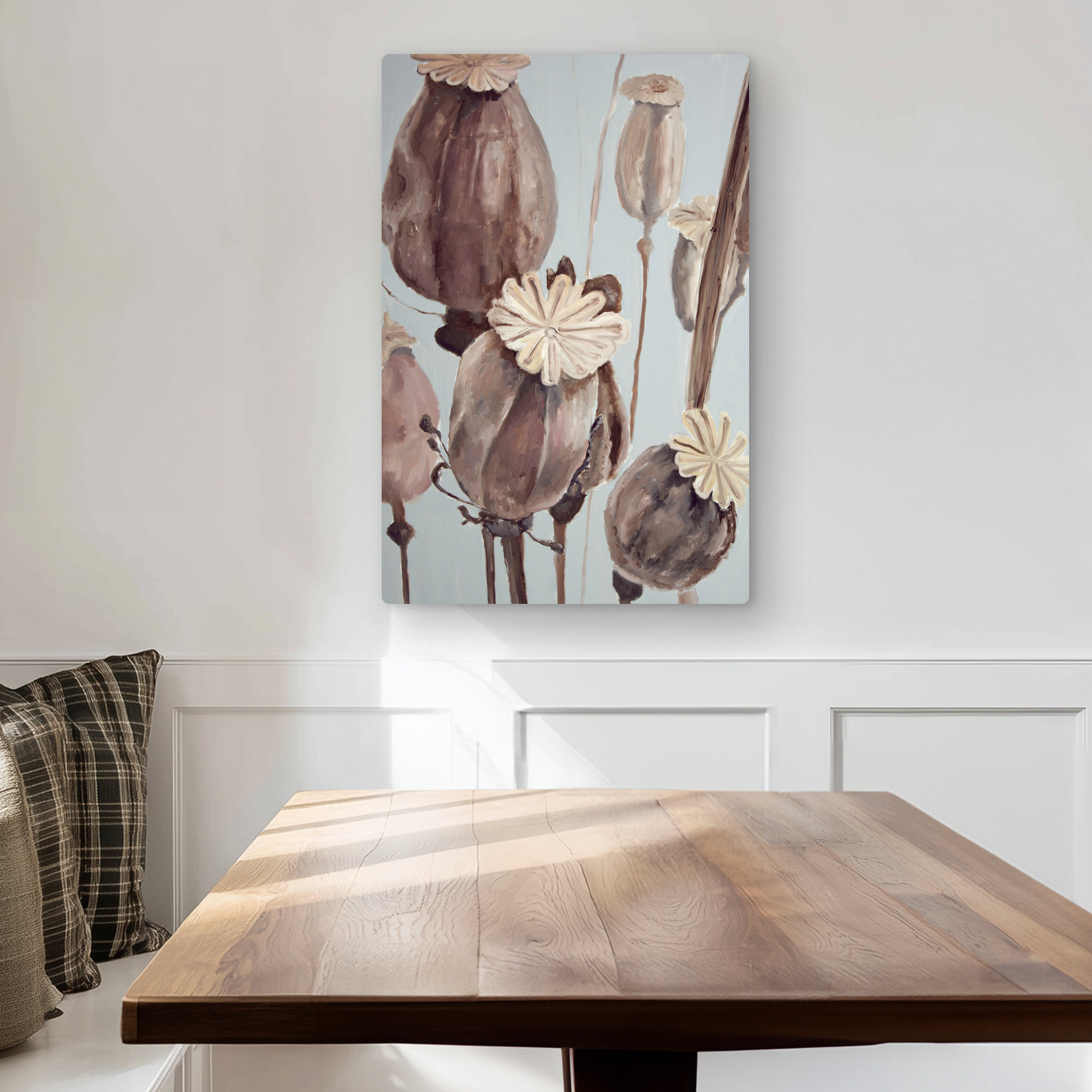 Lark Manor™ Sepia Poppy Head Flowers - Brown Bathroom Metal Print Decor ...