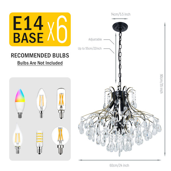 House of Hampton® Kayatana 24" Modern Chandelier 6 - Light Dimmable ...
