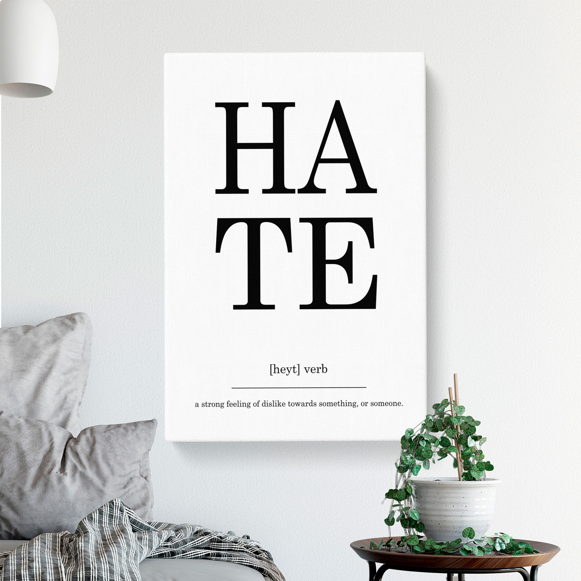 East Urban Home Definition of Hate - Wrapped Canvas Typography ...