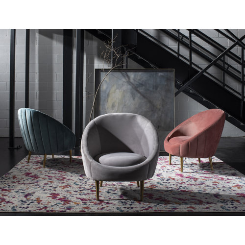 SafaviehCouture Razia Velvet Barrel Chair & Reviews | Wayfair