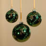 Wildon Home® Shiny Green Metallic Glass Ball Ornaments with Gold Leaf ...