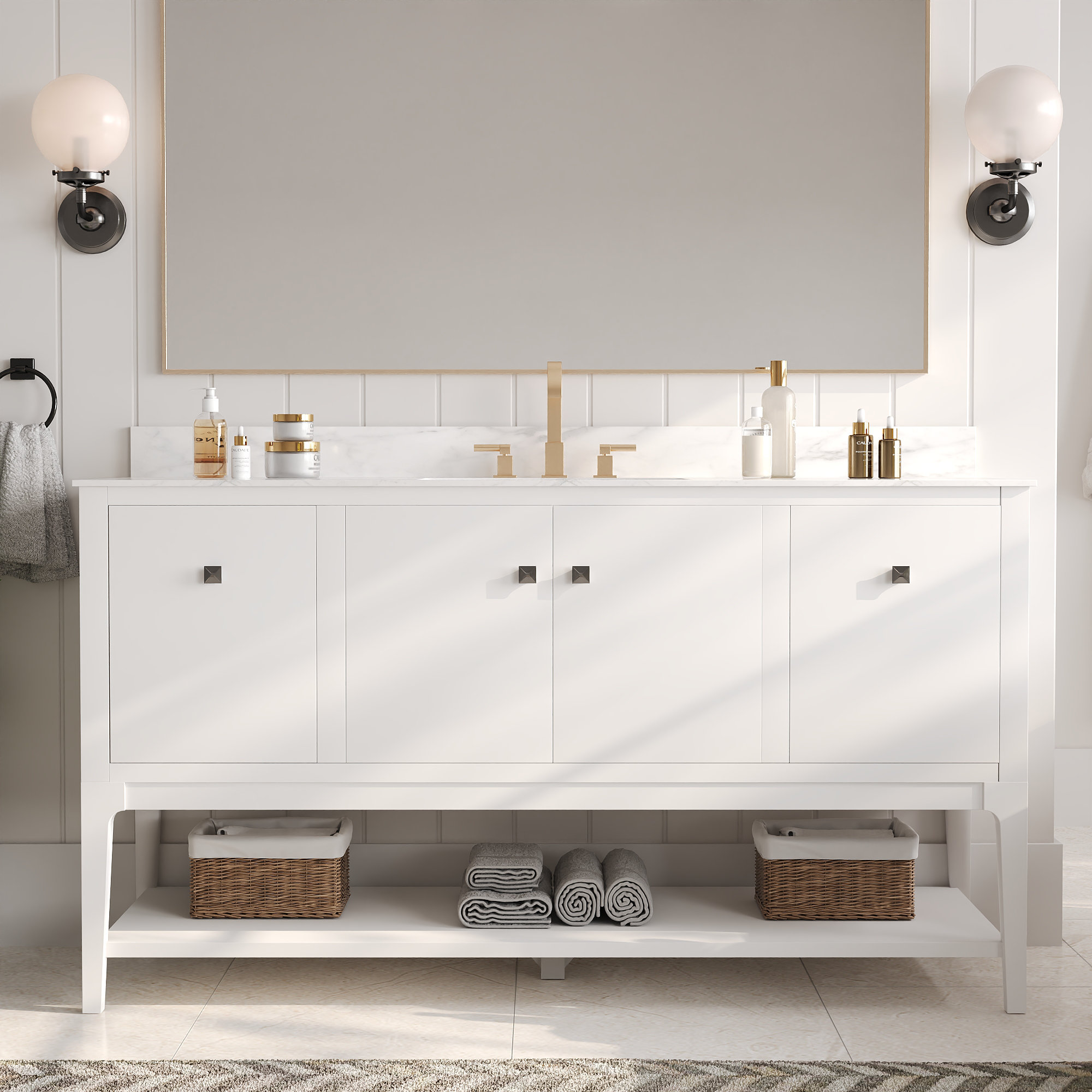 Latitude Run® 60" Pre-Assembled Single Bathroom Vanity With Marble Top ...