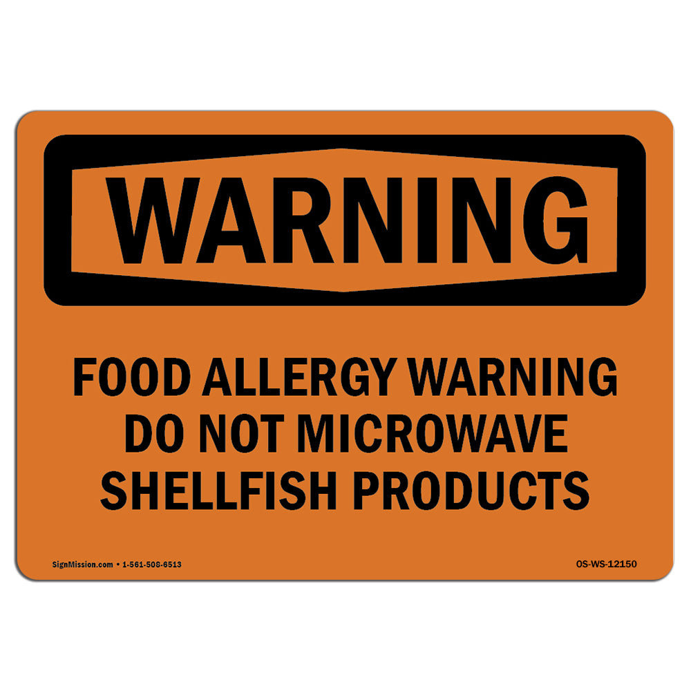 SignMission Osha Warning Sign - Food Allergy Warning Do Not Microwave ...