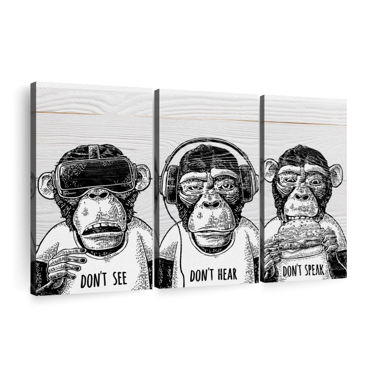 Trinx Cool Monkeys On Canvas 3 Pieces Set | Wayfair
