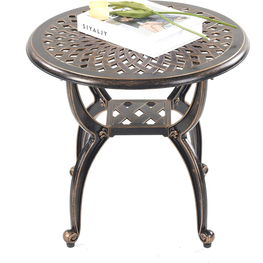 Astoria Grand Outdoor Patio,Rust -Resistant Cast Aluminum Side Table ...