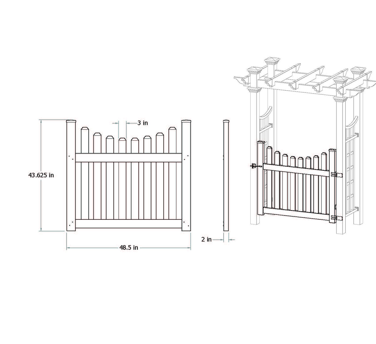 Vita 158" W x 30" D Polyvinyl Chloride (PVC) Arbor with Gate in White ...