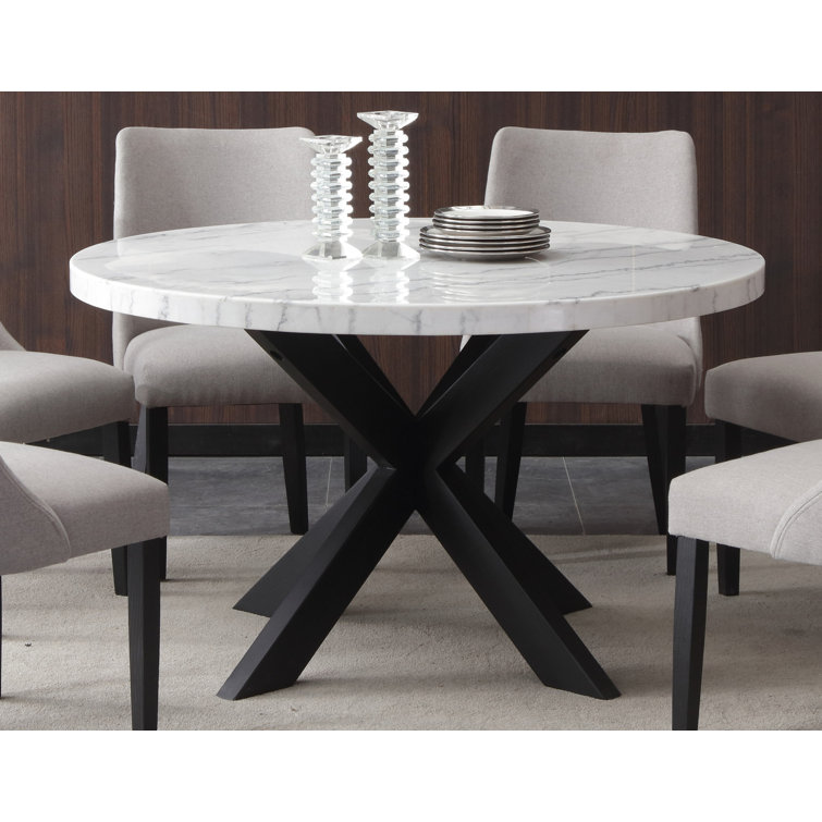 Latitude Run® Fishburne Xena White Marble Top 52" Round Dining Table ...