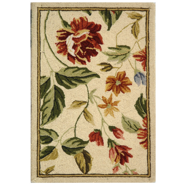 Lark Manor Hollander Floral Handmade Looped Ivory/ Beige Indoor Area ...