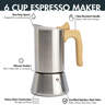 Primula Stainless Steel Stovetop Espresso Maker With Wood Look Handle ...