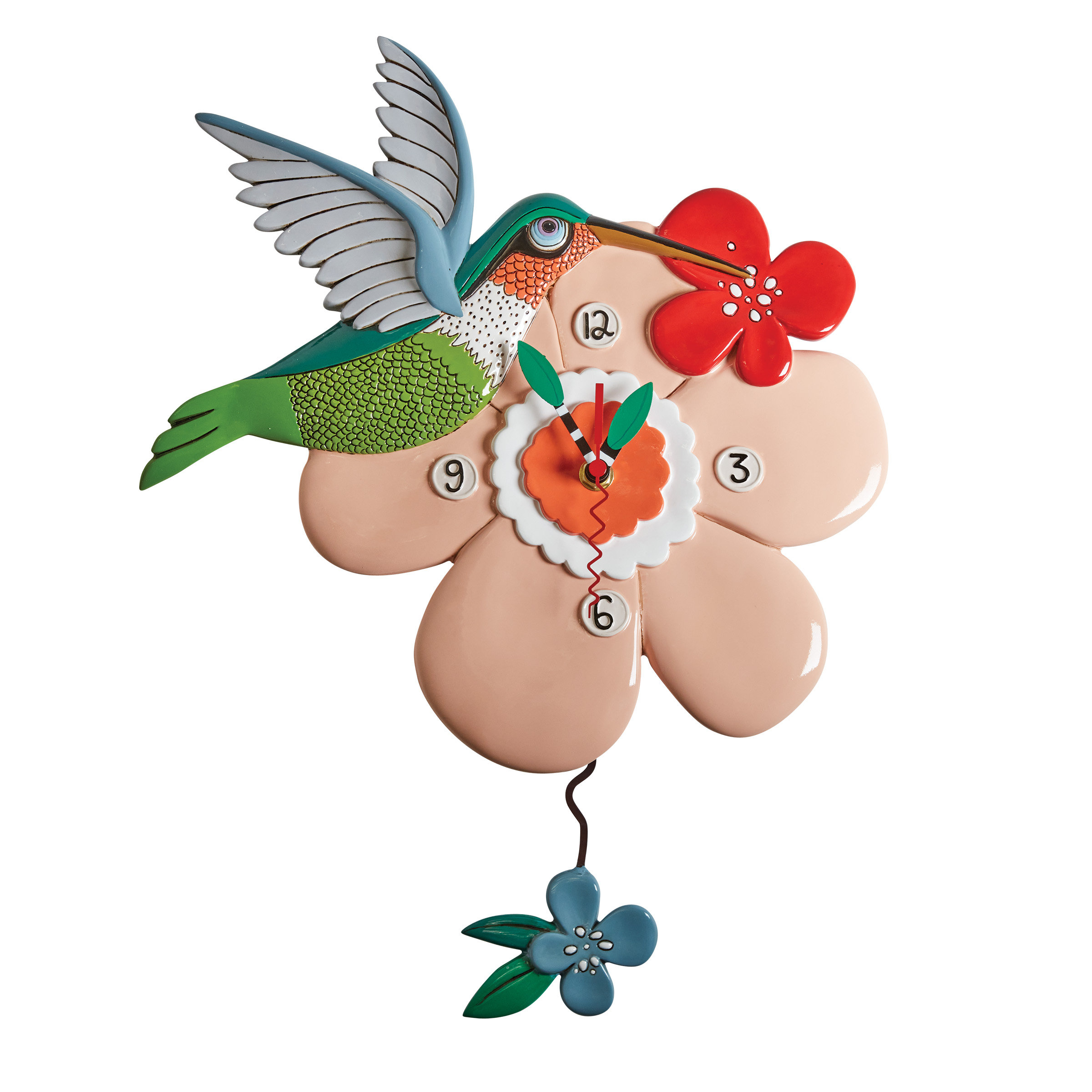 Allen Designs Pretty Hummingbird with Flowers Battery Operated Sculpted ...