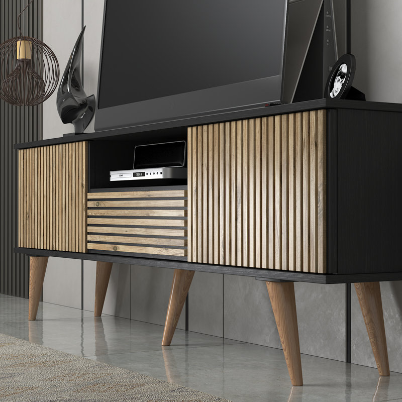 George Oliver Frimmy Modern Fluted TV Stand for TVs Up to 80" – Mid ...