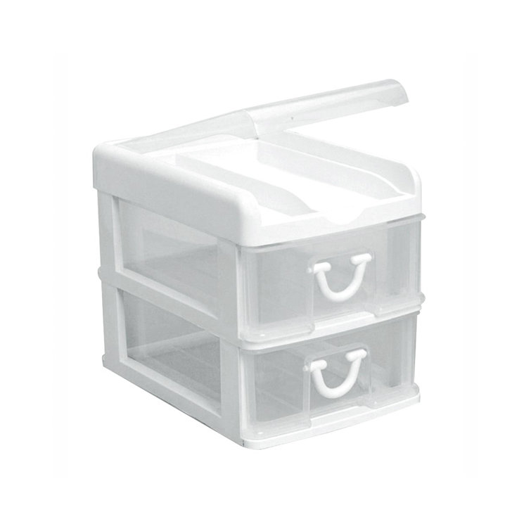 Gracious Living Mini 2 Drawer Desktop Organizer With Flip Top, White (3 ...