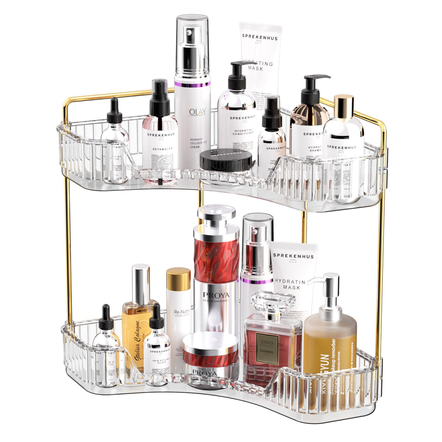 Everly Quinn 2 Tier Bathroom Counter Organizer, Multi-Function Corner ...