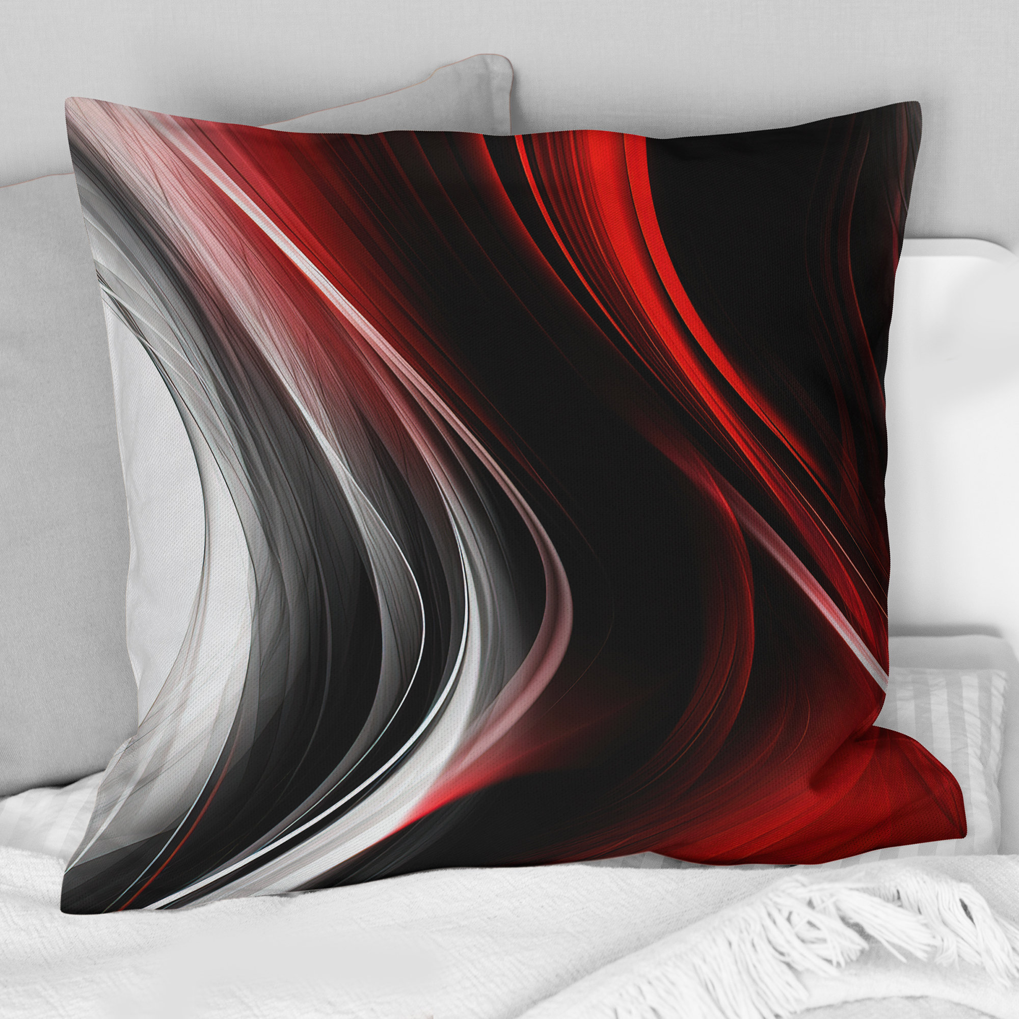 Design Art Red Black Infinite Ripples II - Abstract Modern Waves ...