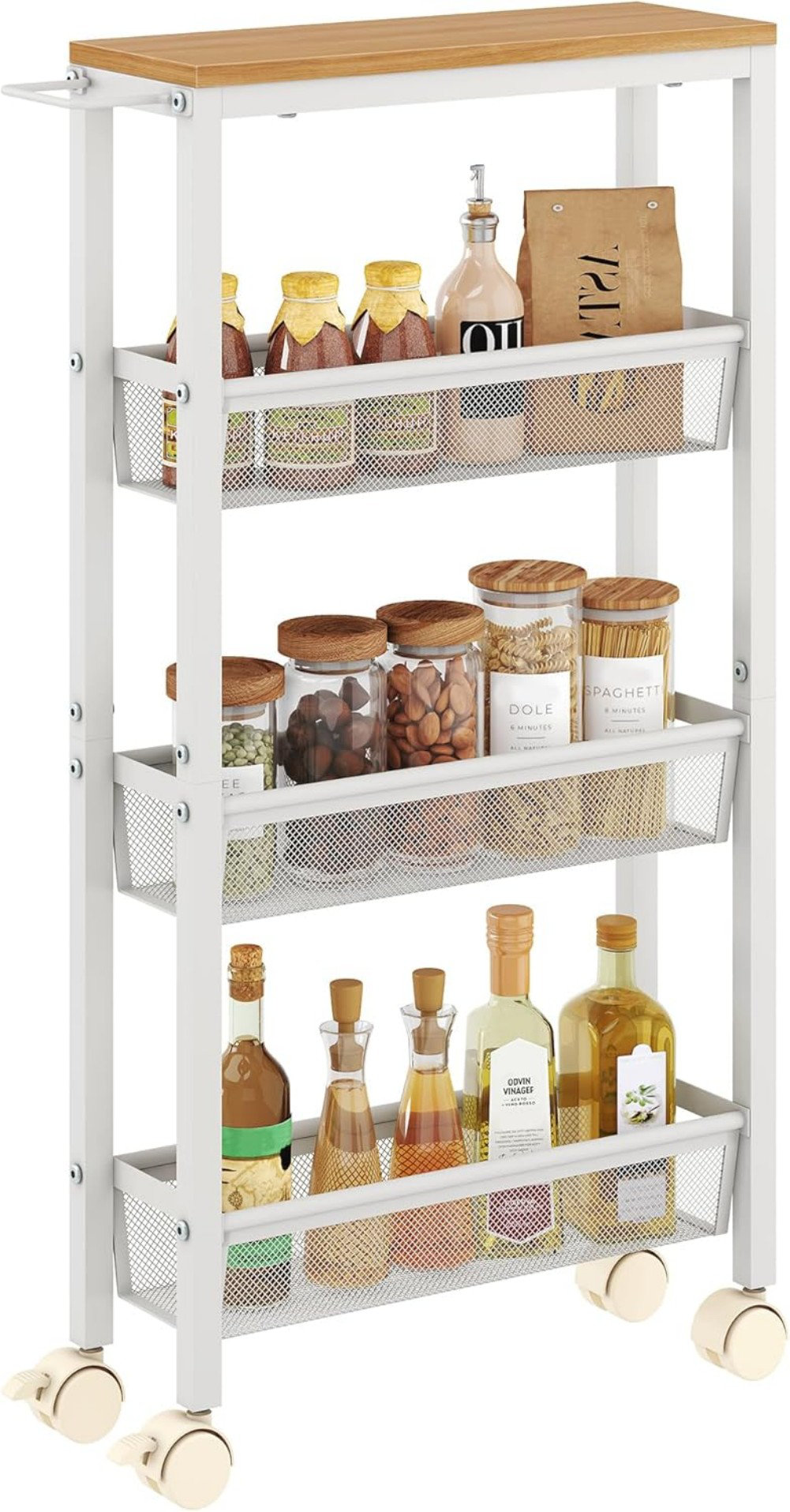Shimano Slim Rolling Storage Cart, 4-Tier Narrow Kitchen Storage Cart ...