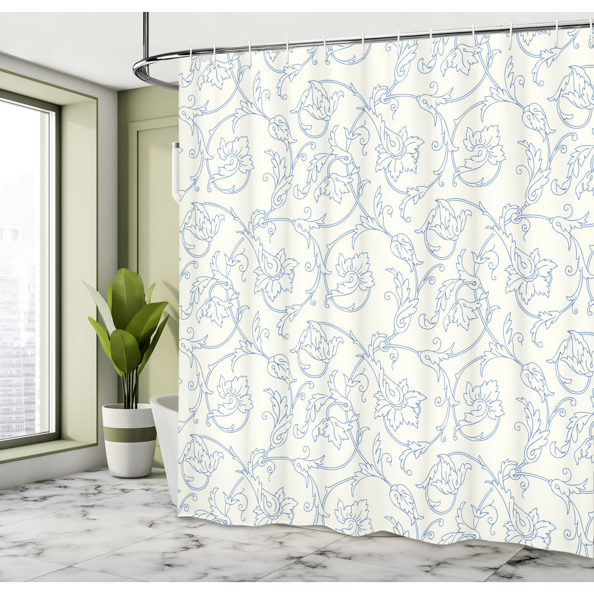 Ophelia & Co. Bugbee Bohemian Vintage Orchids Shower Curtain + Hooks ...