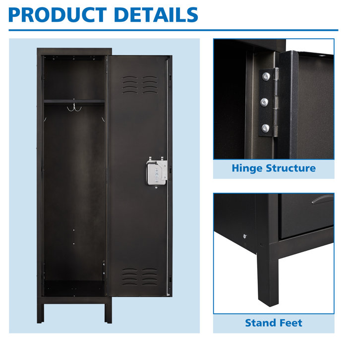 Steelcube 15 Inch Wide Steel Storage Locker Cabinet with 1 Door and ...