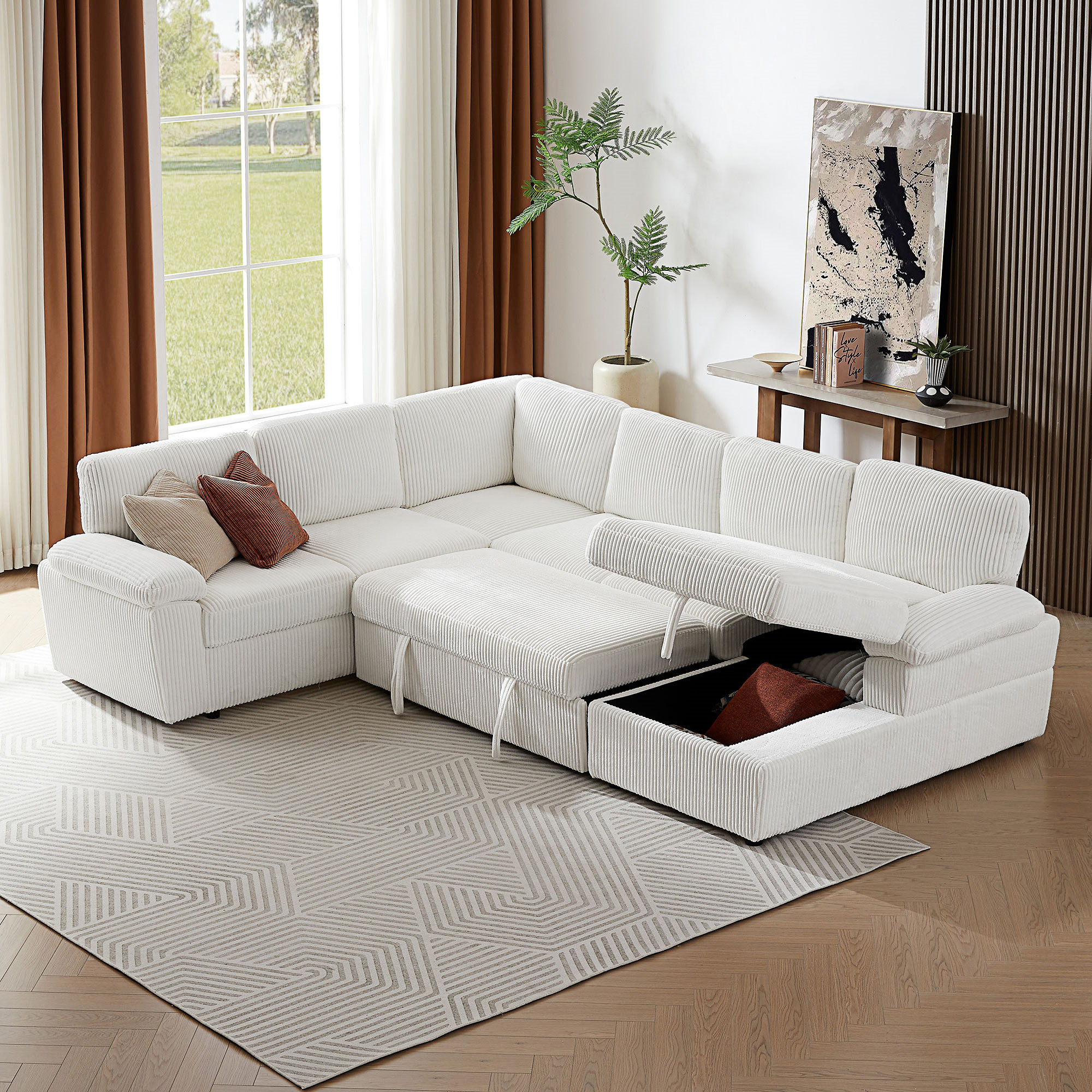 Orren Ellis Oversized Modular Storage Sectional Sofa Couch For Home ...