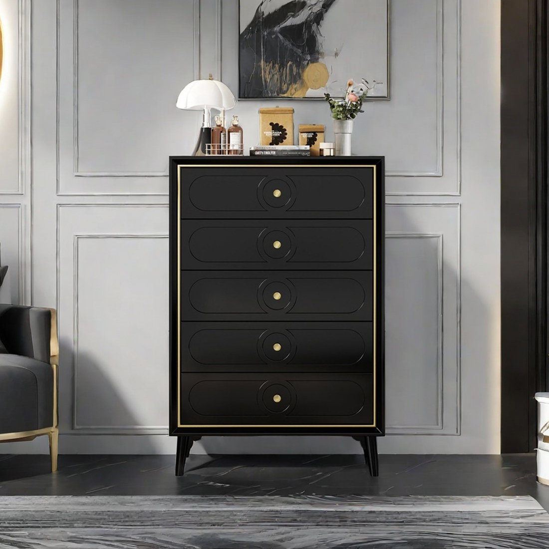 Liu's ink furniture Modern luxury extremely simple drawer accent chest ...