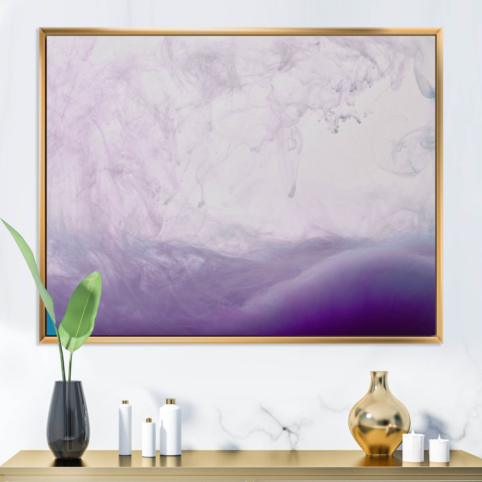 Wrought Studio Abstract Violet Swirls Paint - Modern Canvas Wall Decor ...