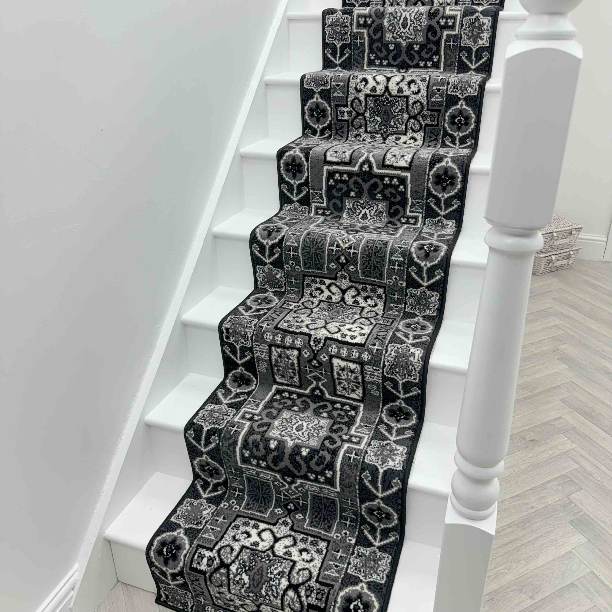 Rosalind Wheeler Abstract Black Stair Runner – Soft & Durable Carpet ...
