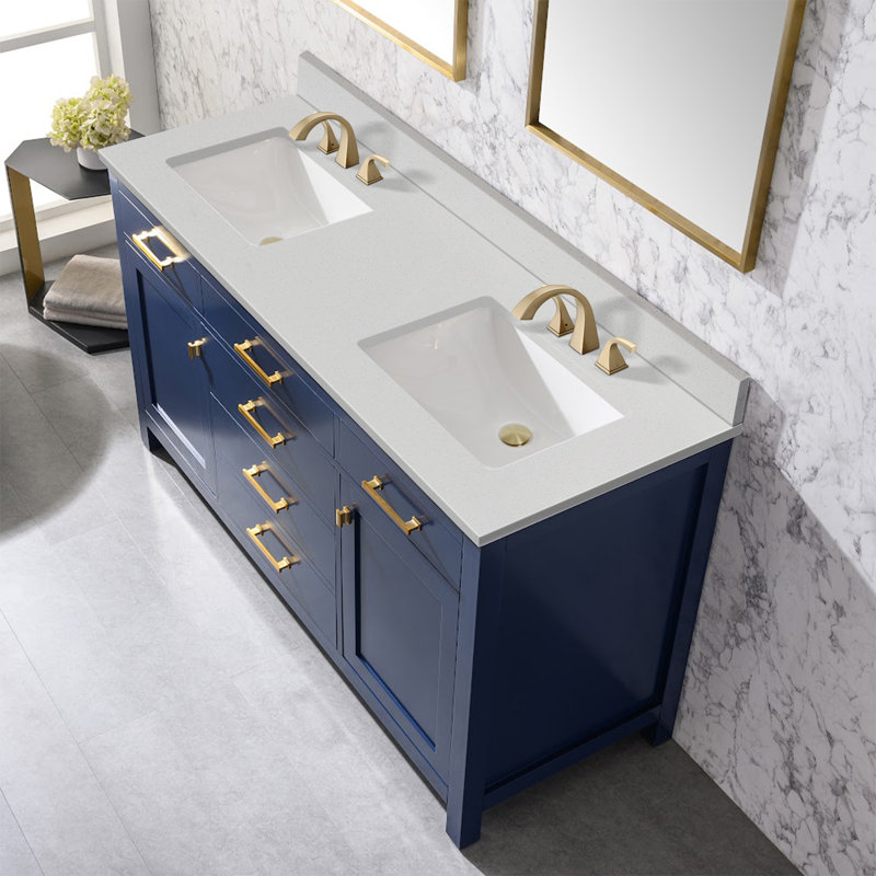 Bohuang 60'' Quartz Double Bathroom Vanity Top with Sink– For Vanity ...