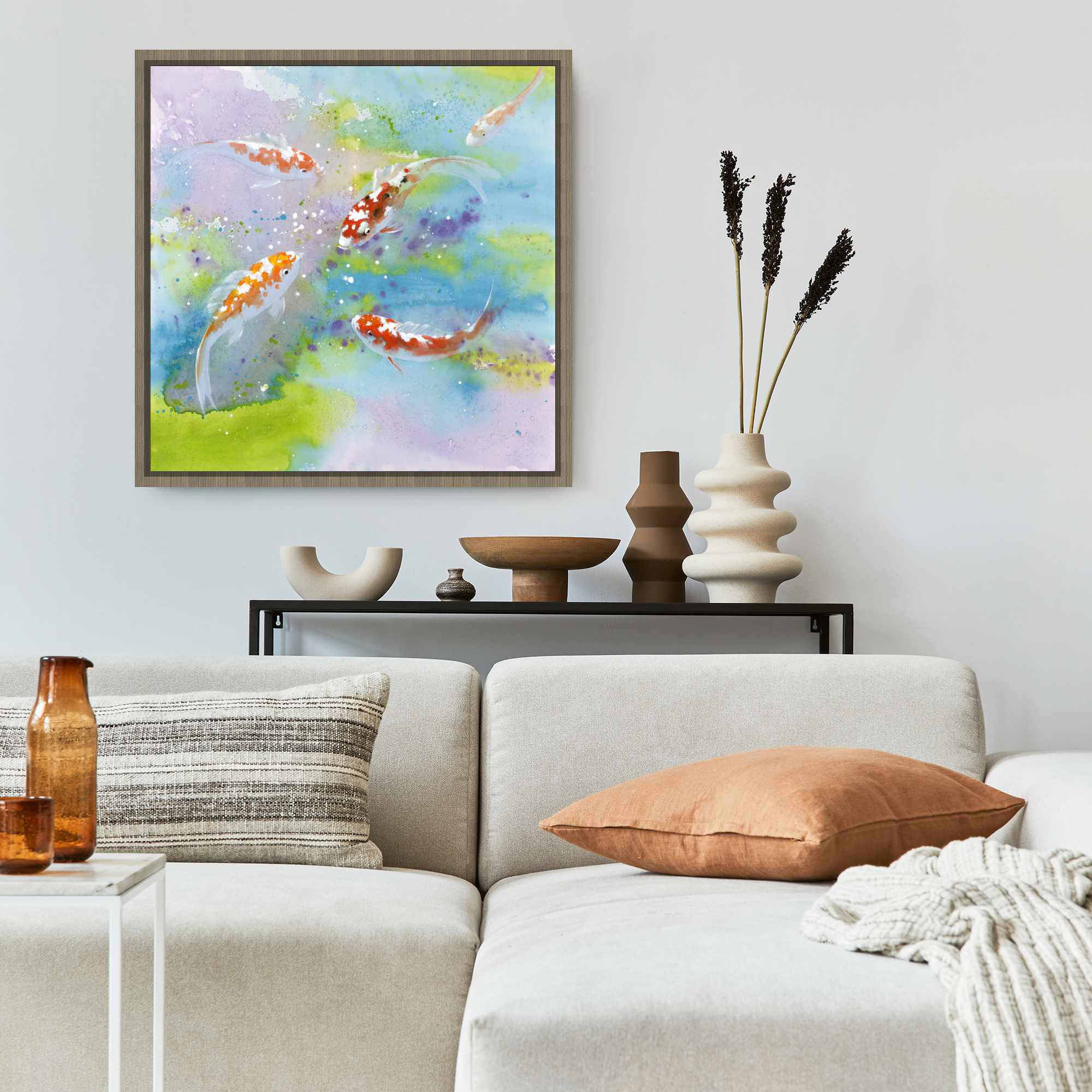 Lark Manor™ Four Koi Fish Canvas | Aquatic Animals Bedroom Wall Art ...