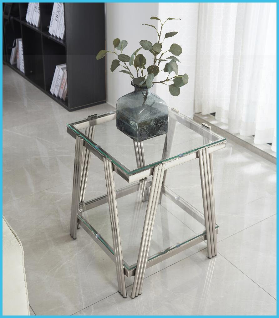 17 Stories 20 Inch Square Industrial Coffee Table - Stainless Steel ...