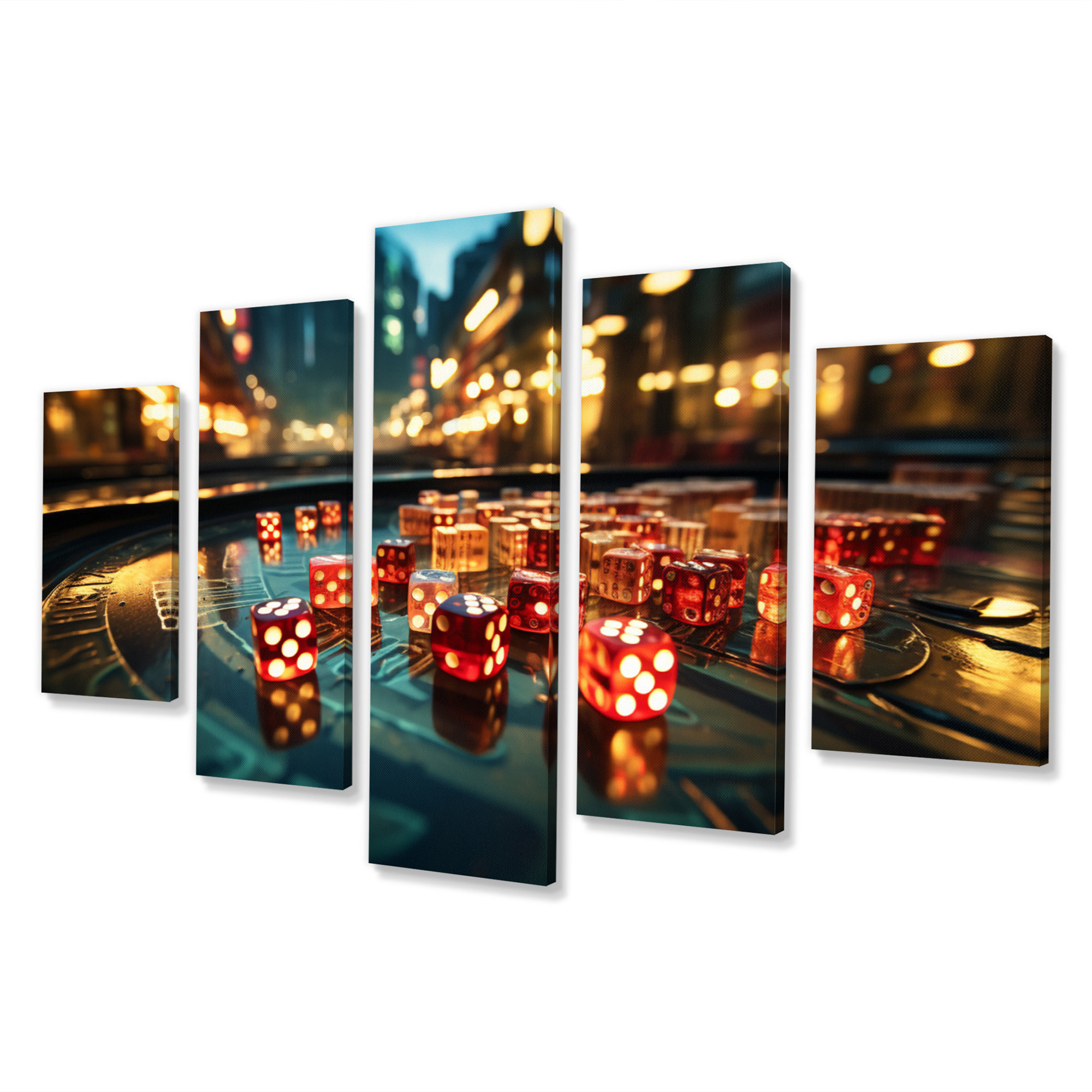 Design Art Casino Royale Dice II - Casino & Games Wall Decor - 5 Panels ...