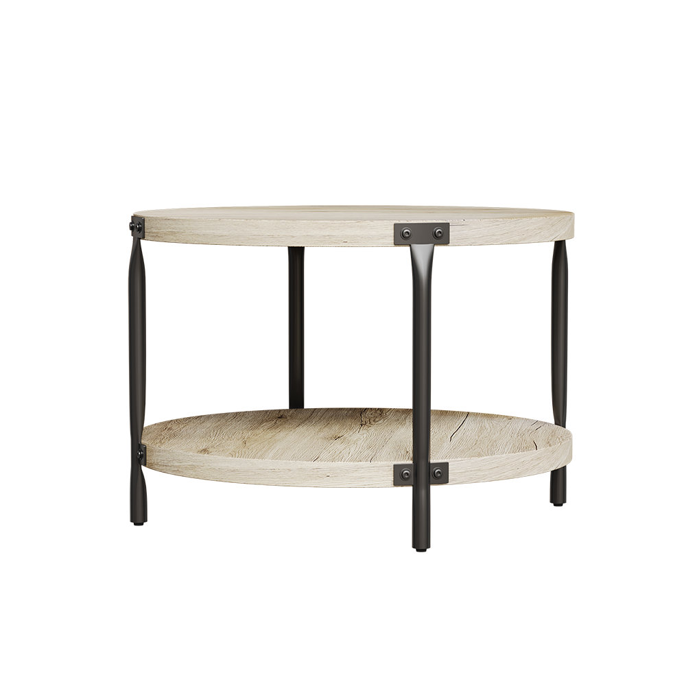 17 Stories Modern Round Natural Wood Double-layer Coffee Table | Wayfair